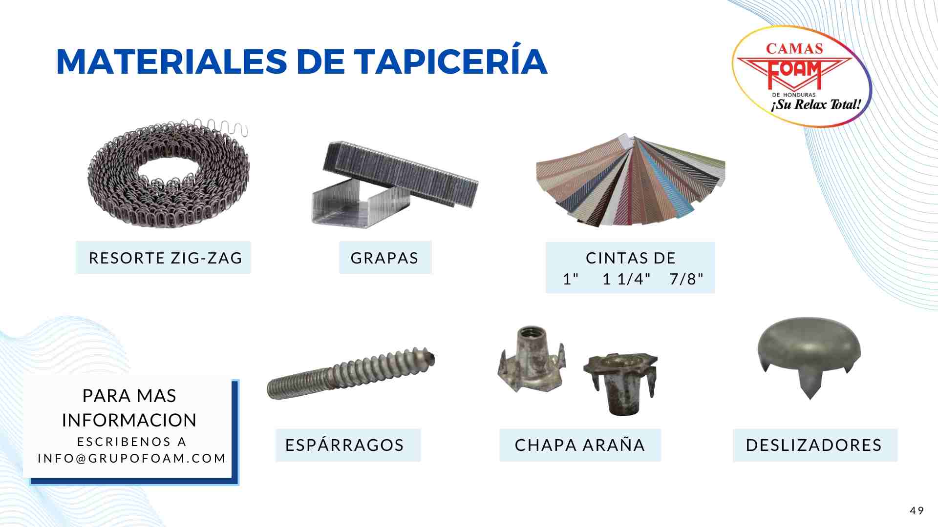 Productos de Tapicería – Tiendas Relax